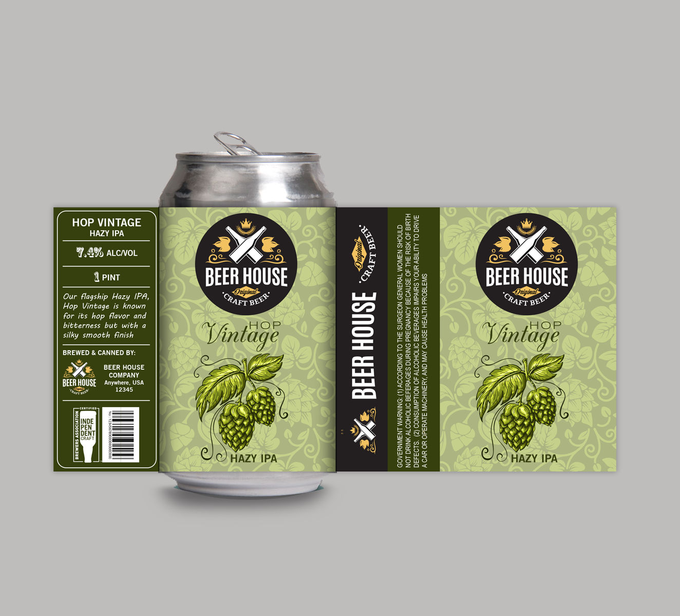 12 oz Beer Can Labels - Brewery