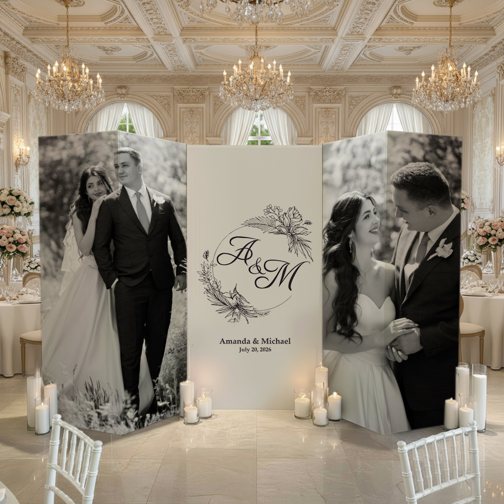 Foldable Photo Backdrop for Weddings – Custom 3-Panel Foam Display ...