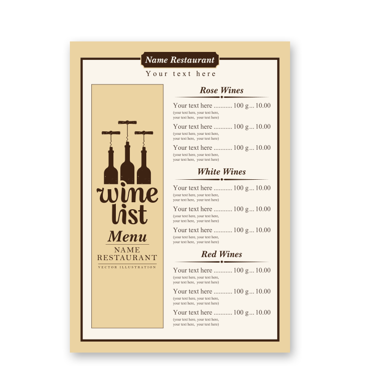 Custom Wine List | Custom Online Menu Printing