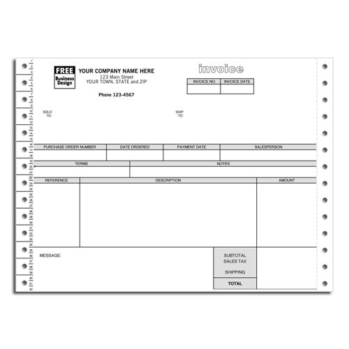 Classic Continuous Service Invoice 8 1/2 x 7" - JiffyPrintOnline.com