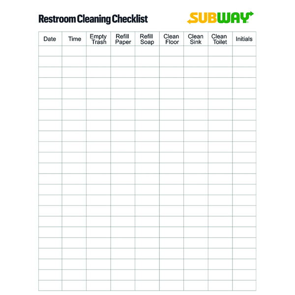 Subway Cleaning Checklist - PRINTSUB