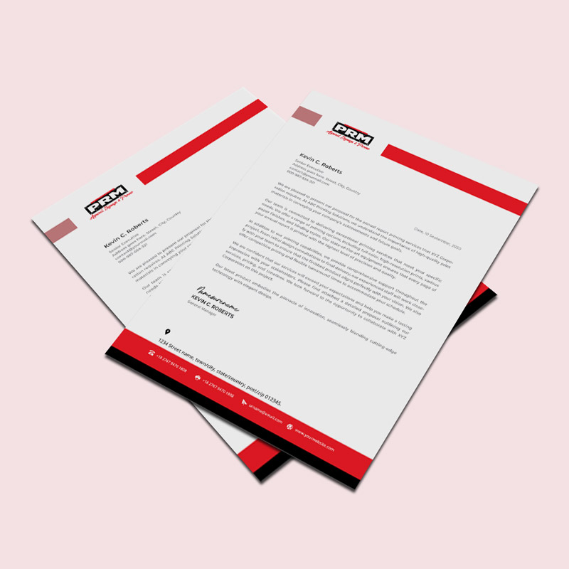 Professional Business Letterhead – Full-Color Printing | PRM Print Pros