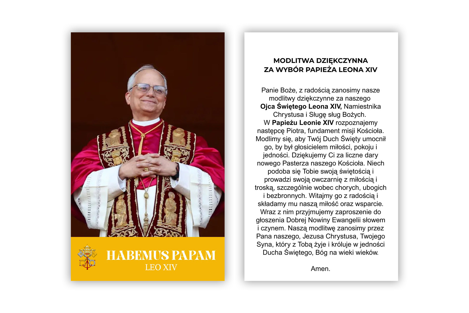 Pope Leo XIV - Prayer Cards (Polish) - Design #1 - SanctusPress
