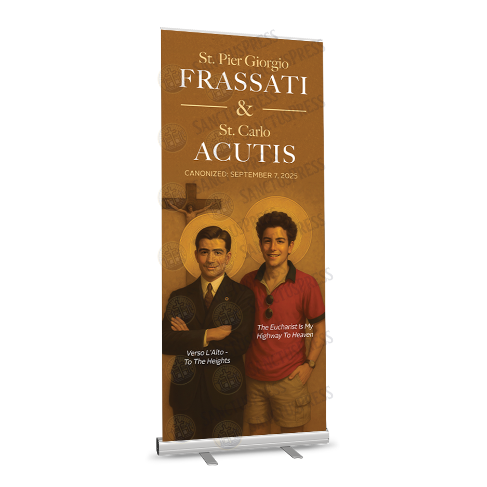 St. Pier Giorgio Frassati & St. Carlo Acutis Banner Stand - SanctusPress