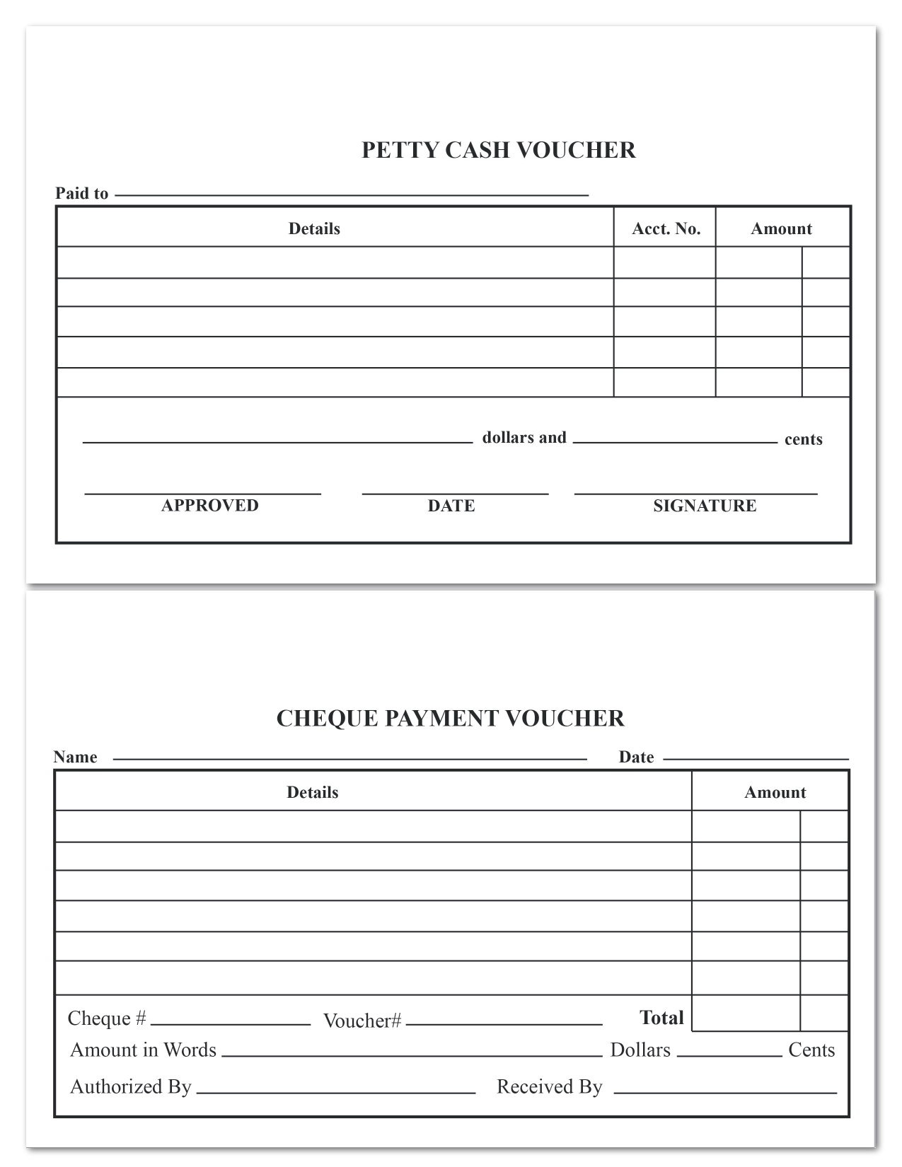 Cash Voucher Template Excel
